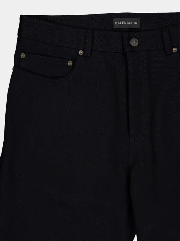Balenciaga Curved Knee Cotton Denim Trousers