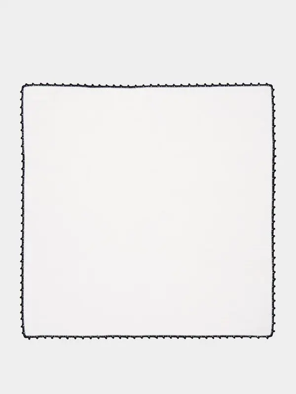 HOUSE OF CAPRICORN Hand-embroidered Linen Napkin With Crochet - Black