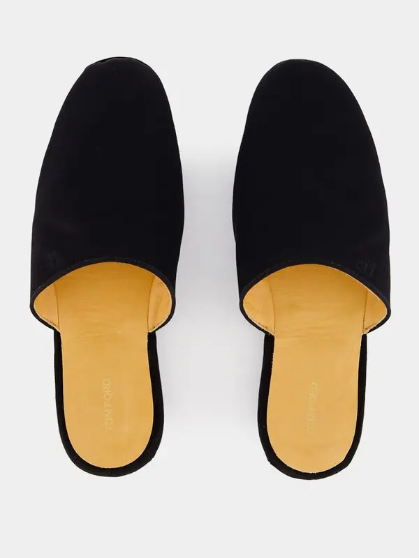 TOM FORD Suede Slippers With Tf Embroidery
