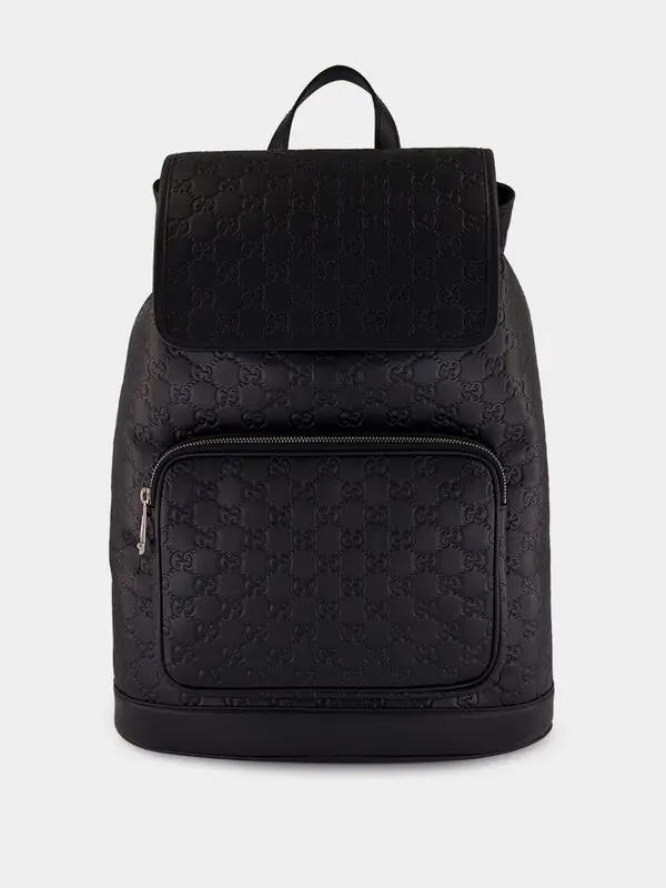 Gucci Gg Embossed Leather Backpack - Black