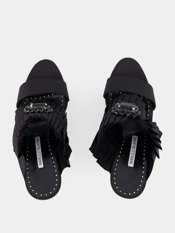 Manolo Blahnik Silk Danteuil Pleated High-heel Mules