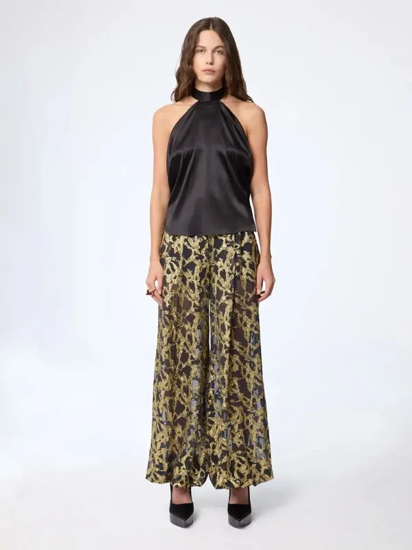 Nina Ricci Silk Satin Halterneck Top - Black