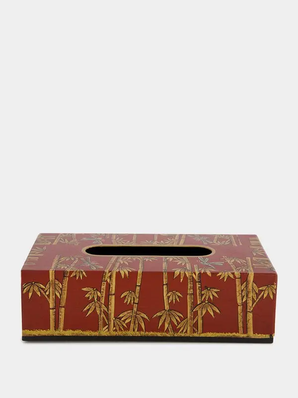 LES-OTTOMANS Bamboo Iron Tissue Box - Brown