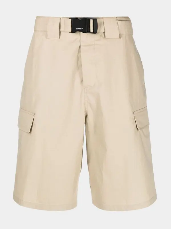 Off-White Cargo Long Shorts - Beige