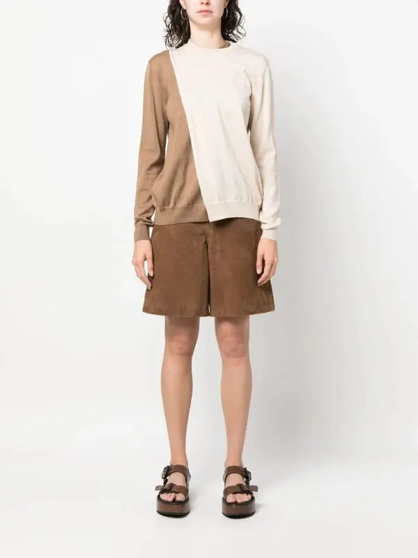 Colville Contrast Panel Wool Sweater - Beige