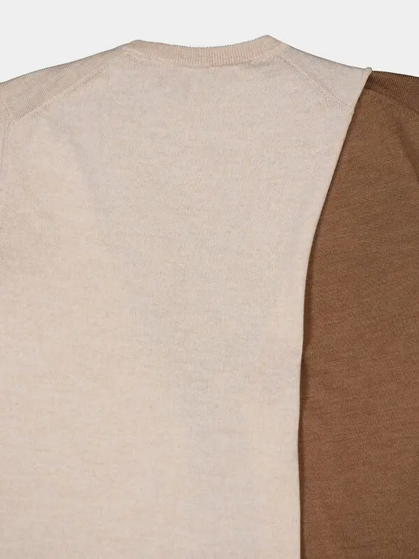 Colville Contrast Panel Wool Sweater - Beige