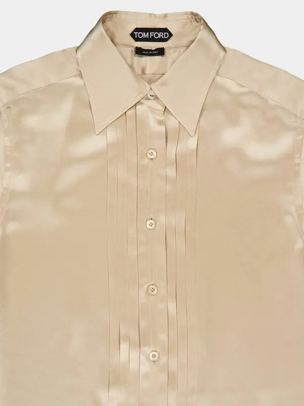 TOM FORD Charmeuse Silk Plissé Shirt