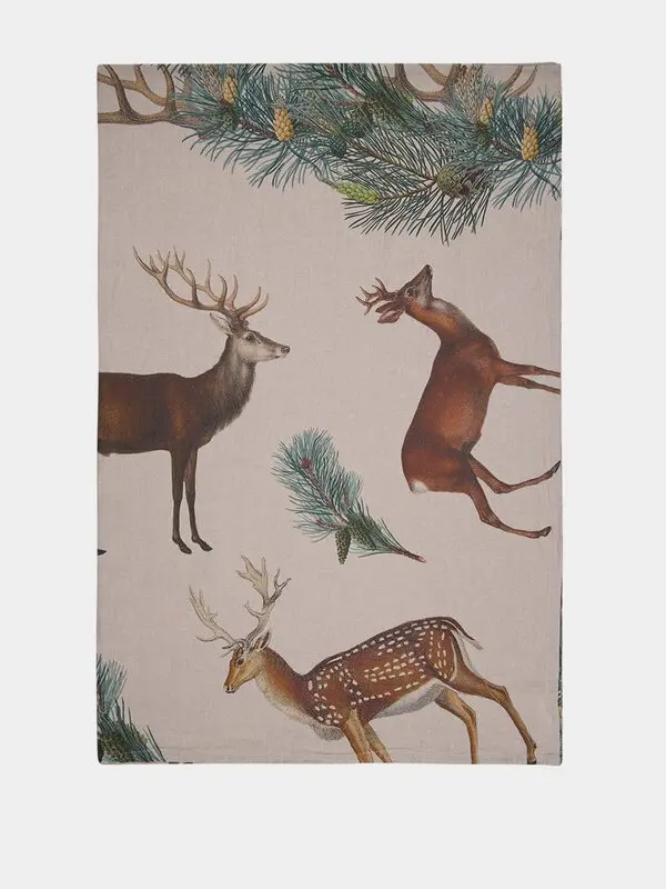 LINOROOM Rustic Wild Animals Linen Tablecloth