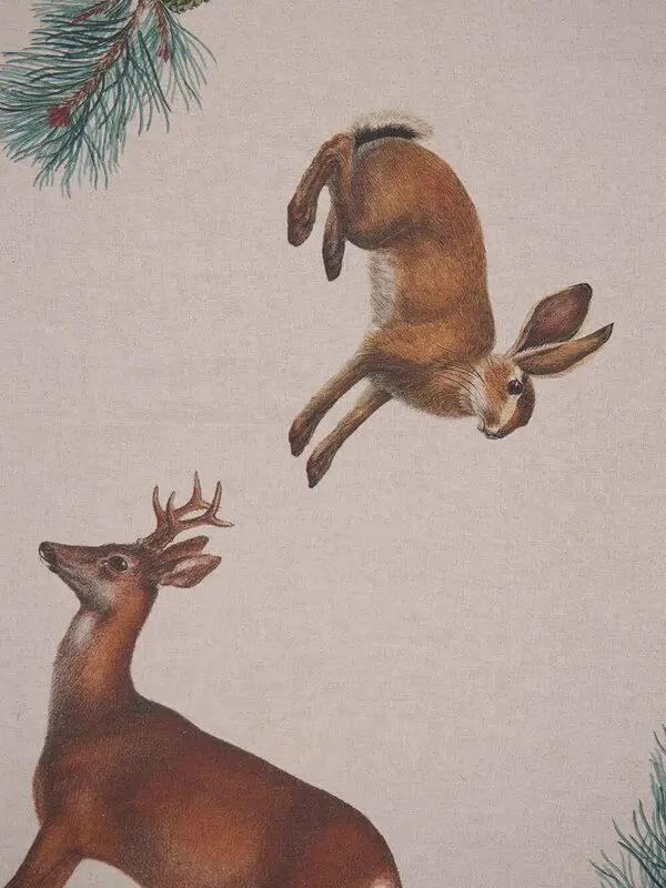 LINOROOM Rustic Wild Animals Linen Tablecloth