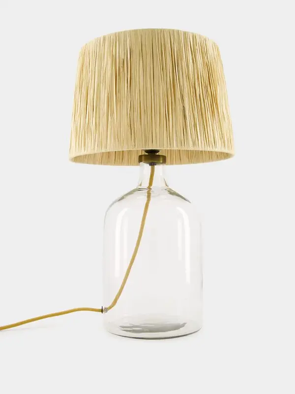 Madam Stoltz Raffia Shade Glass Table Lamp - Beige