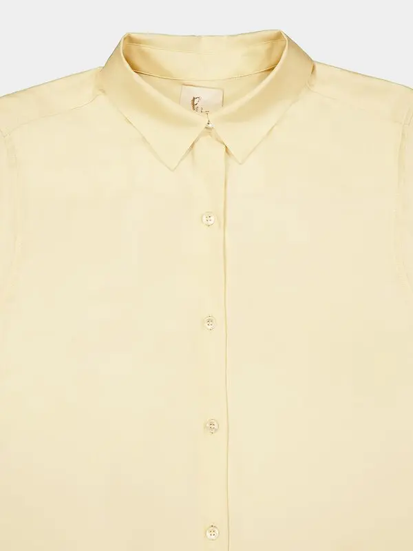 PAULA Silk Satin Matte Shirt - Beige