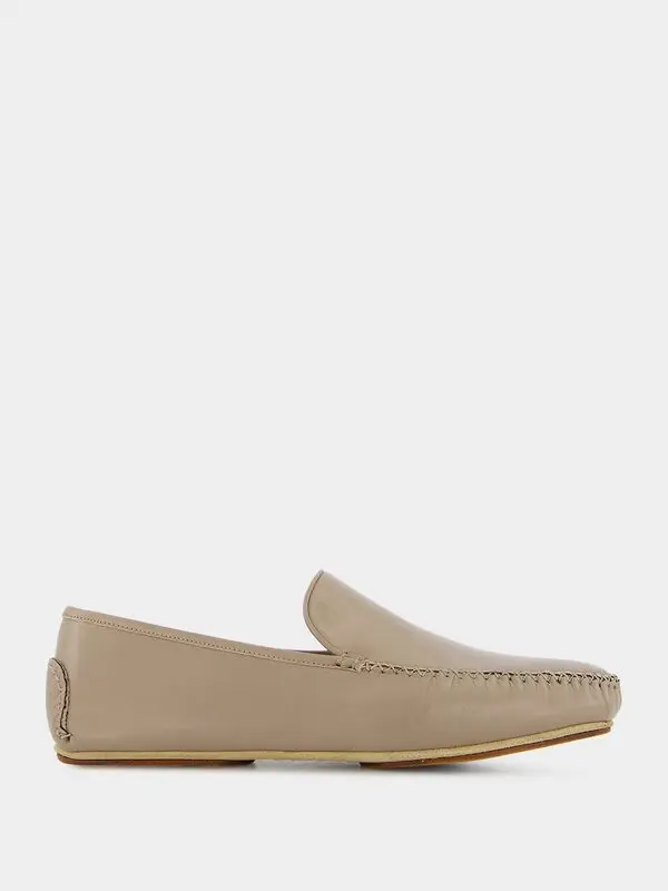 Manolo Blahnik Mayfair Leather Loafers - Beige