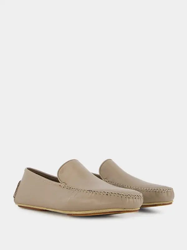 Manolo Blahnik Mayfair Leather Loafers - Beige