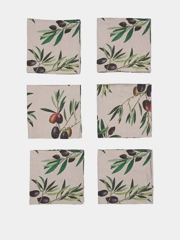 LINOROOM Set Of 6 Olives Napkins