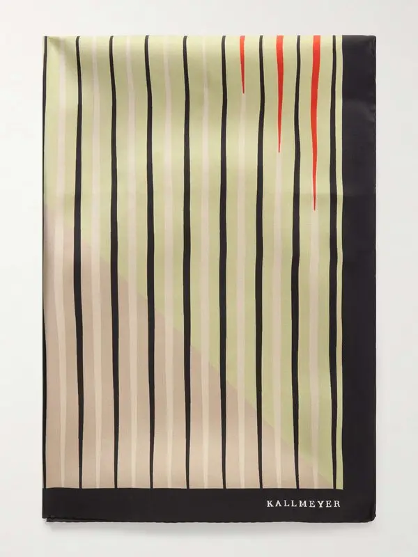 KALLMEYER Fluted Striped Silk-twill Scarf - Multi