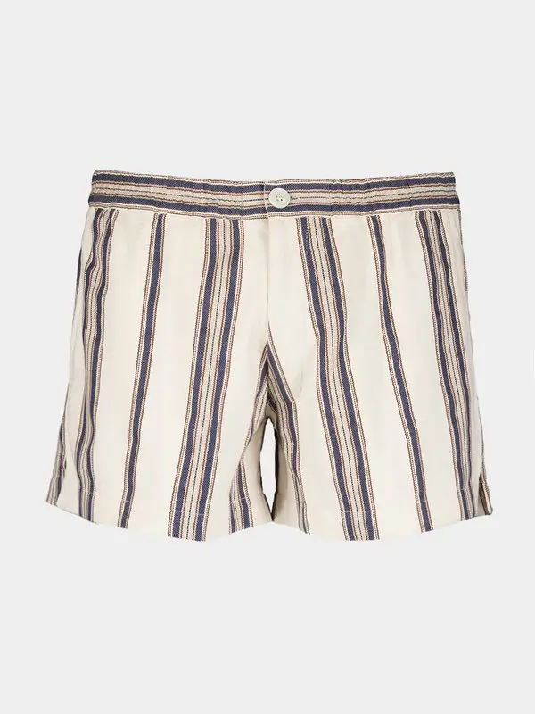 MARRAKSHI LIFE Nautical Stripe Cropped Shorts - Beige