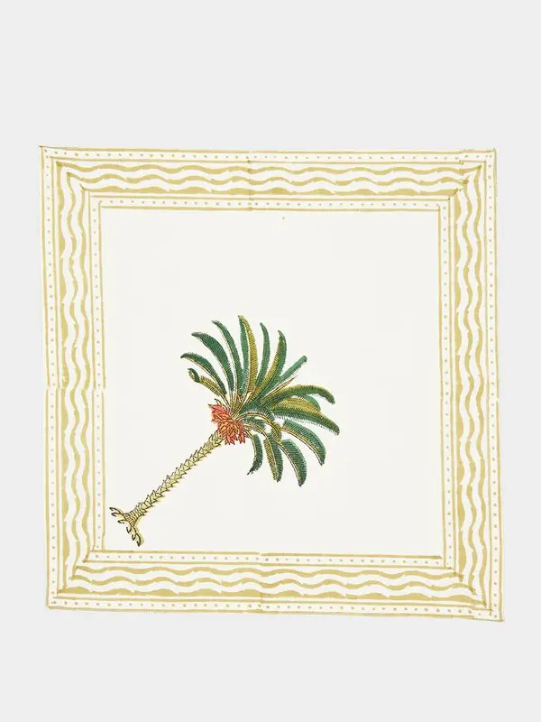 LES-OTTOMANS Tropical Palm Cotton Napkin - Beige