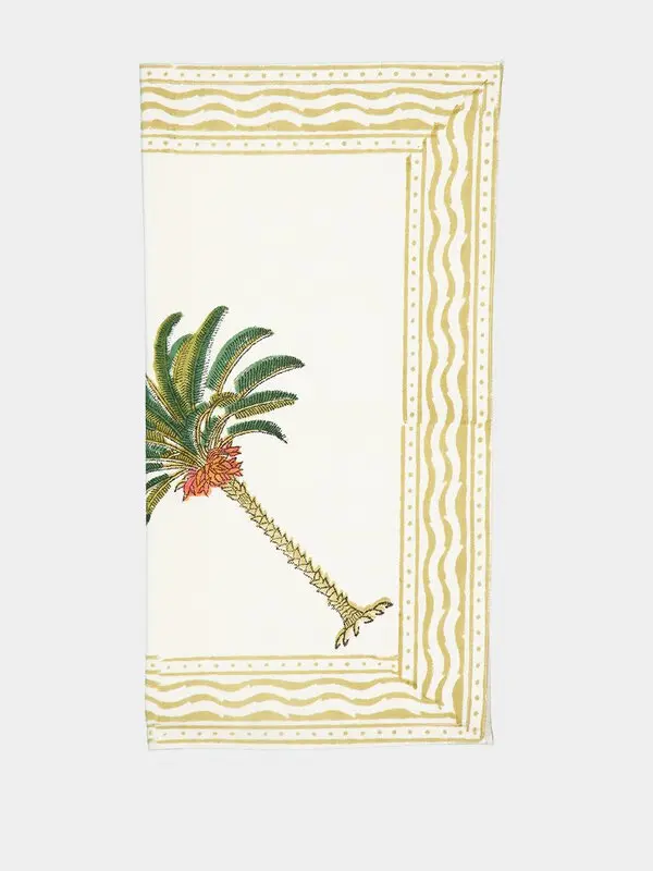 LES-OTTOMANS Tropical Palm Cotton Napkin - Beige