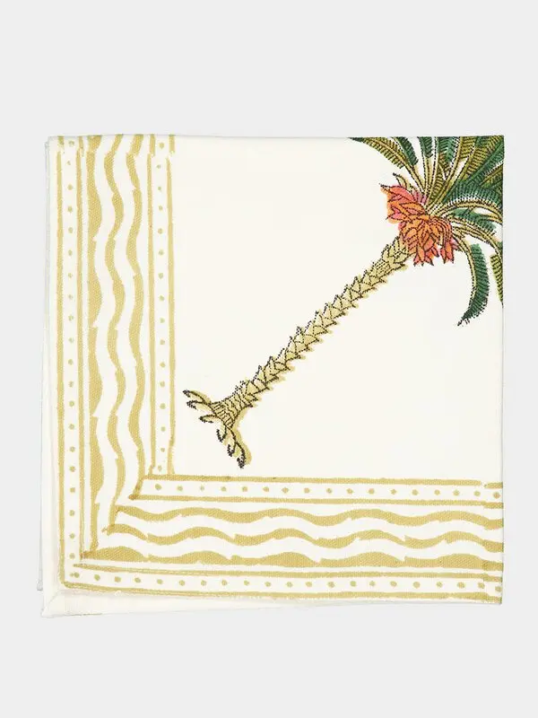 LES-OTTOMANS Tropical Palm Cotton Napkin - Beige