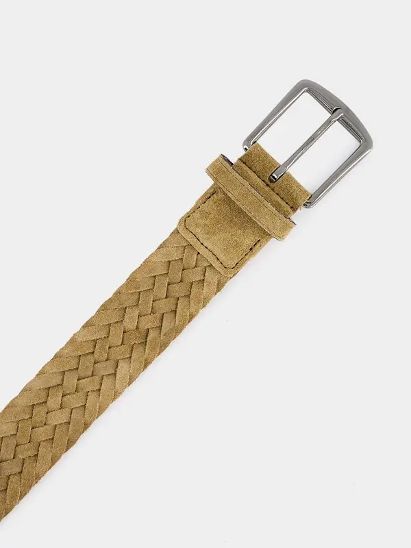AURELIEN Woven Suede Belt - Beige