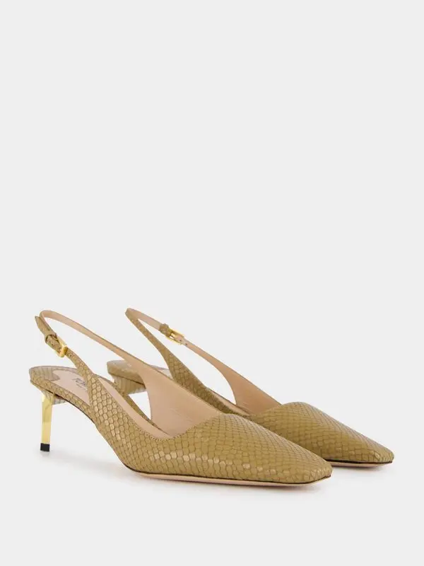 TOM FORD Python Embossed Slingback Pumps - Beige