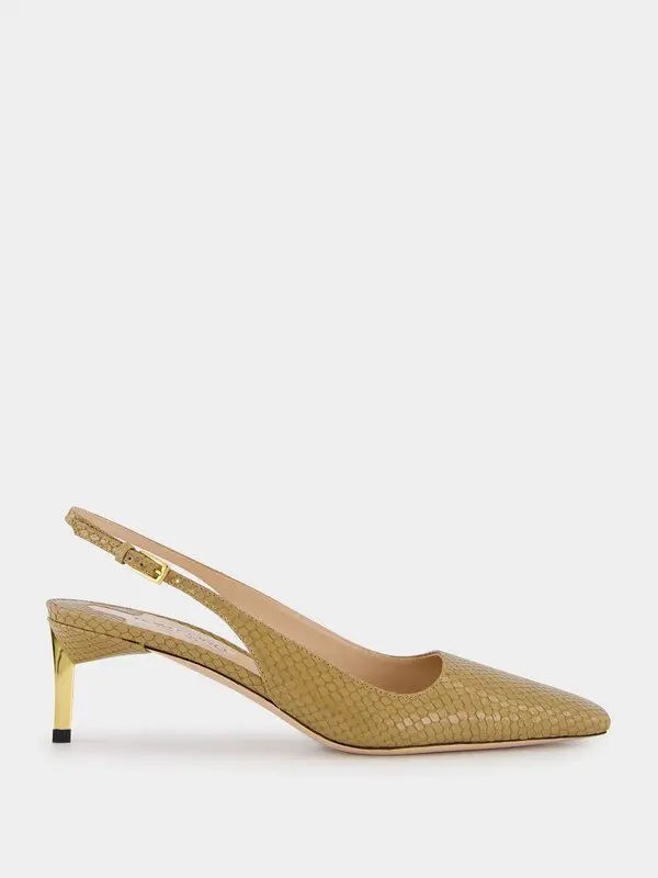 TOM FORD Python Embossed Slingback Pumps - Beige