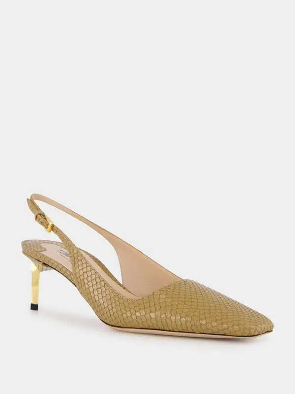 TOM FORD Python Embossed Slingback Pumps - Beige