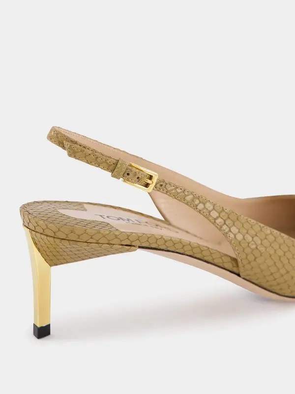 TOM FORD Python Embossed Slingback Pumps - Beige