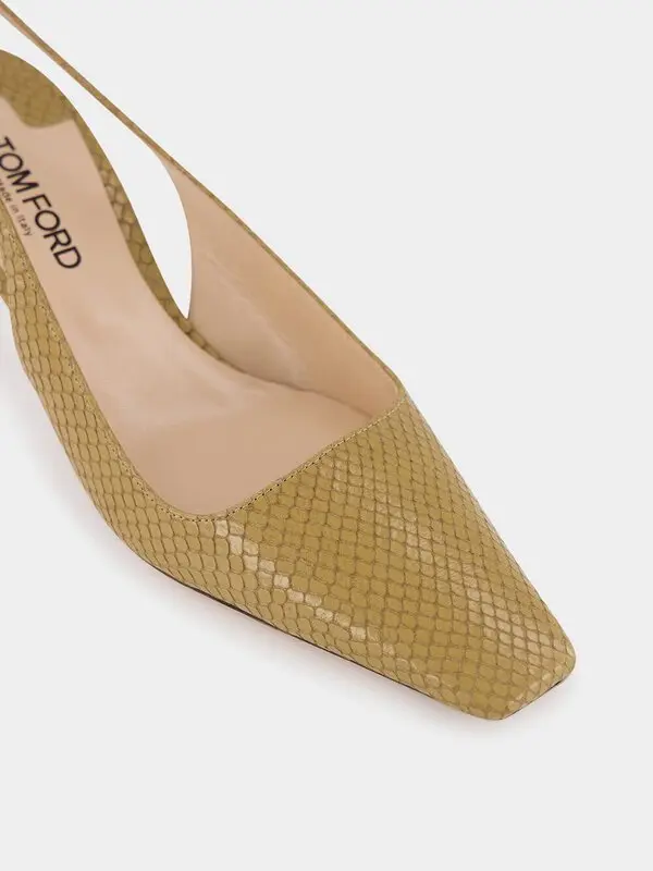TOM FORD Python Embossed Slingback Pumps - Beige