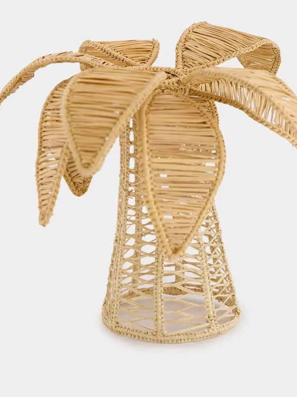 Coro Cora Dark Palm Tree Iraca Small Candle Holder - Beige