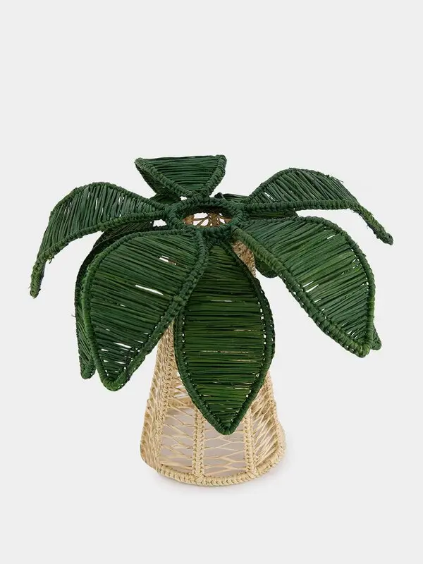 Coro Cora Dark Green Palm Tree Iraca Small Candle Holder - Beige