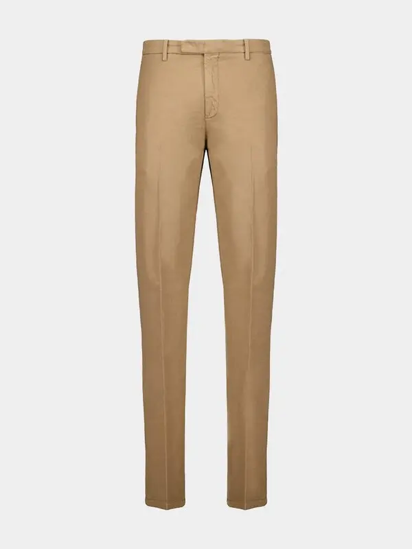 Boglioli Pressed-crease Cotton-linen Trousers - Beige