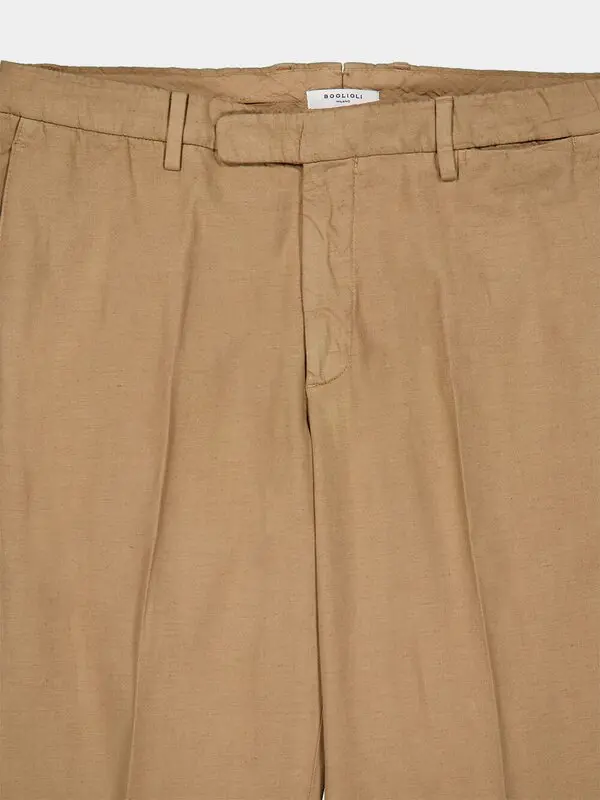 Boglioli Pressed-crease Cotton-linen Trousers - Beige