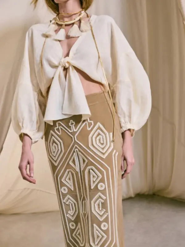 Johanna Ortiz Dream Dreams Linen Top - Beige