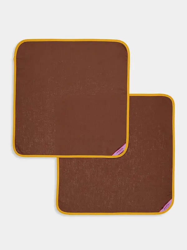 La DoubleJ Set Of 2 Large Napkins - Brown