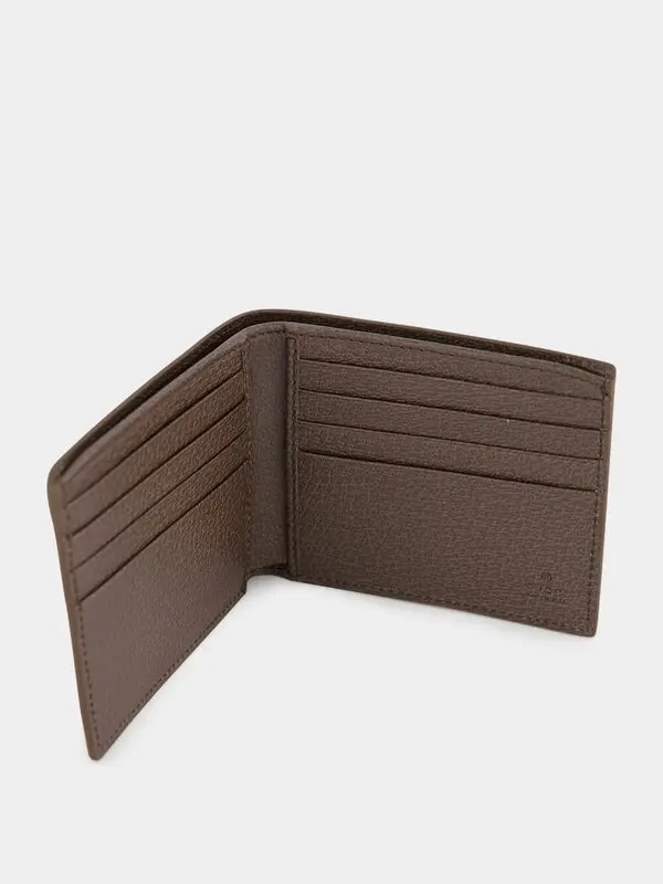 Gucci Gg Supreme Bi-fold Wallet With Brown Leather Interior - Beige