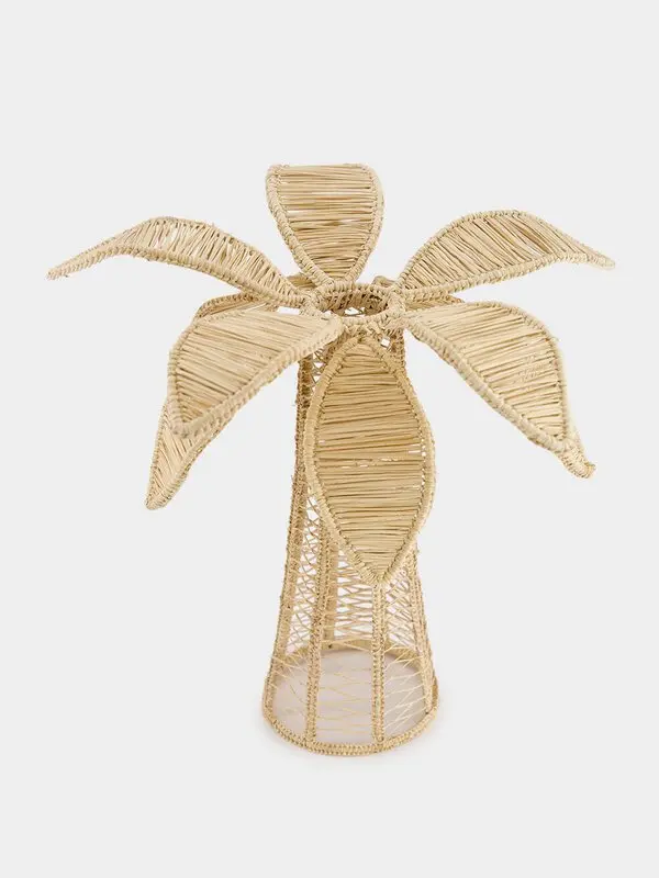 Coro Cora Palm Tree Iraca Candle Holder - Beige