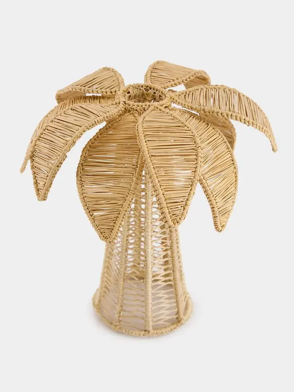 Coro Cora Dark Palm Tree Iraca Medium Candle Holder - Beige