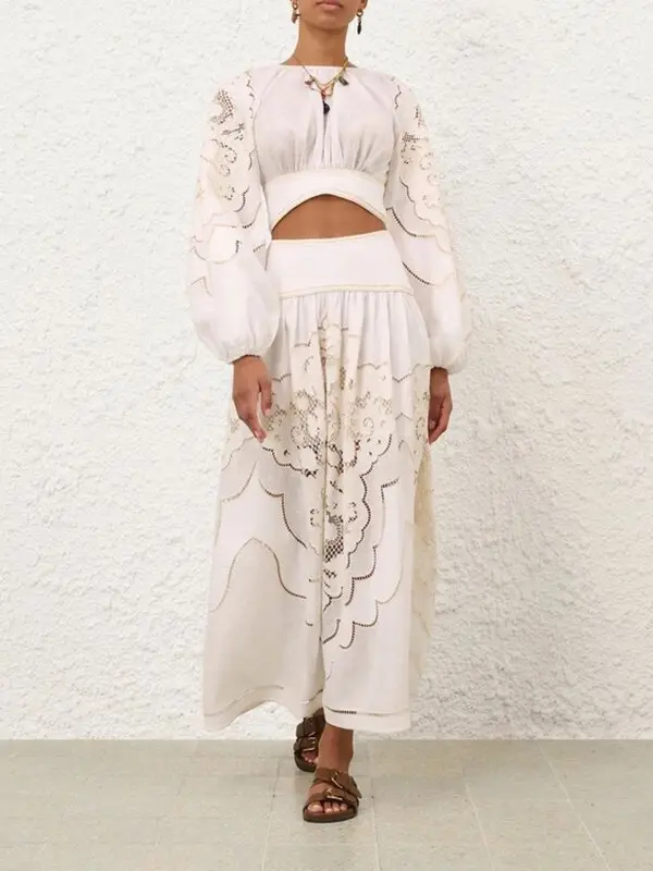 Zimmermann Daylight Linen Maxi Skirt - Cream