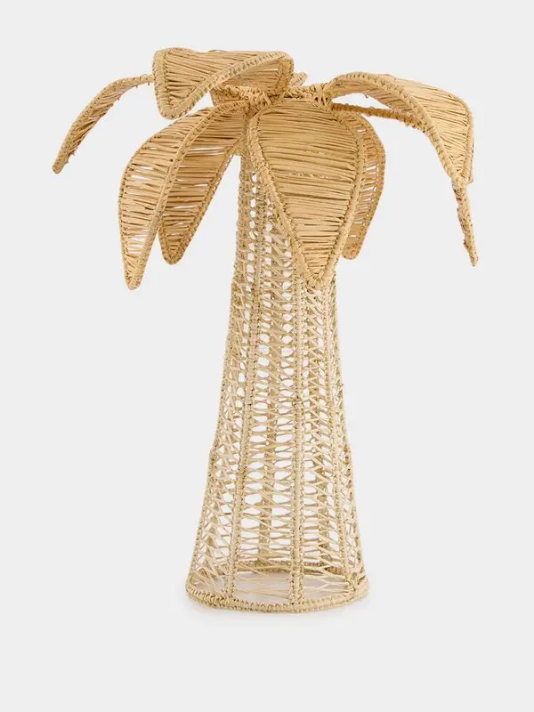 CORO CORA Dark Palm Tree Iraca Medium Candle Holder - Beige