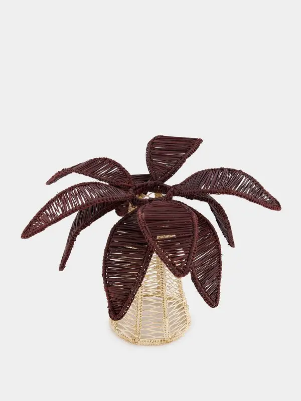 Coro Cora Burgundy Palm Tree Iraca Small Candle Holder - Beige