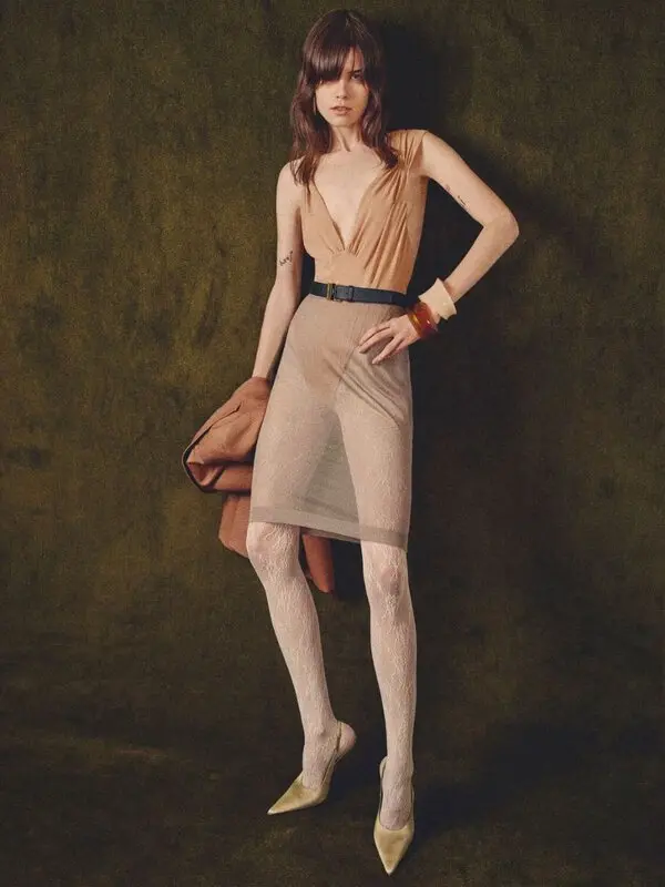 Saint Laurent Silk Muslin Cross-back Bodysuit - Beige