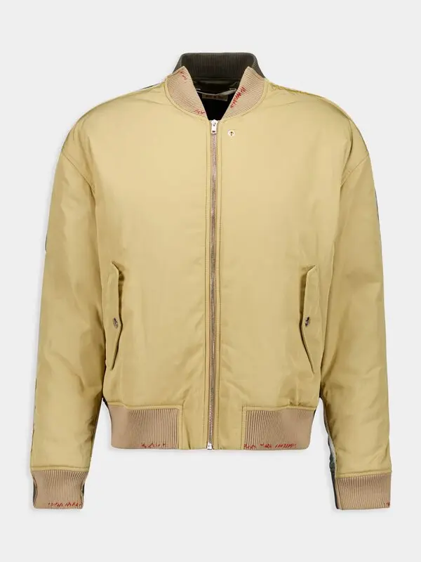 Marni Twill Bomber Jacket With Patchwork Design - Beige