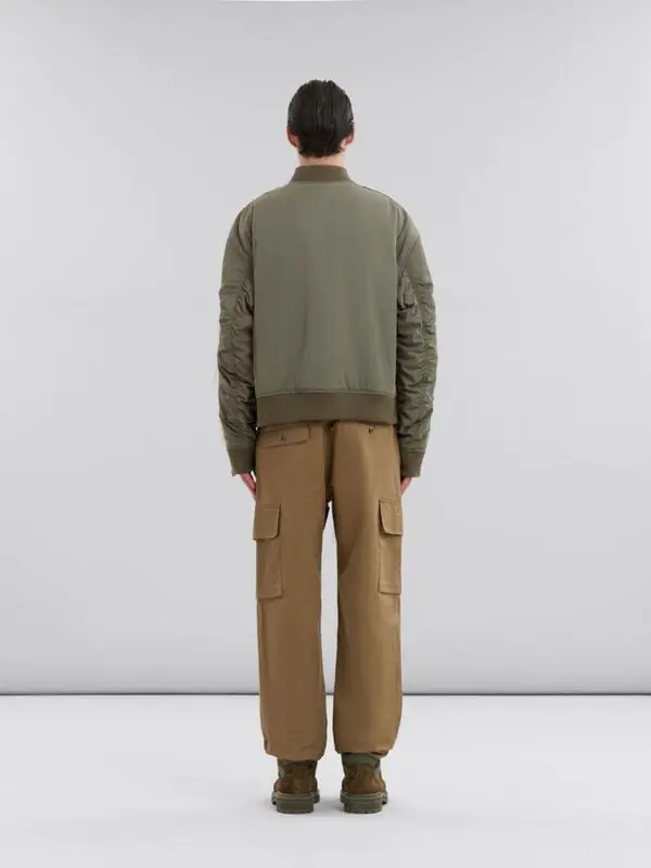Marni Twill Bomber Jacket With Patchwork Design - Beige
