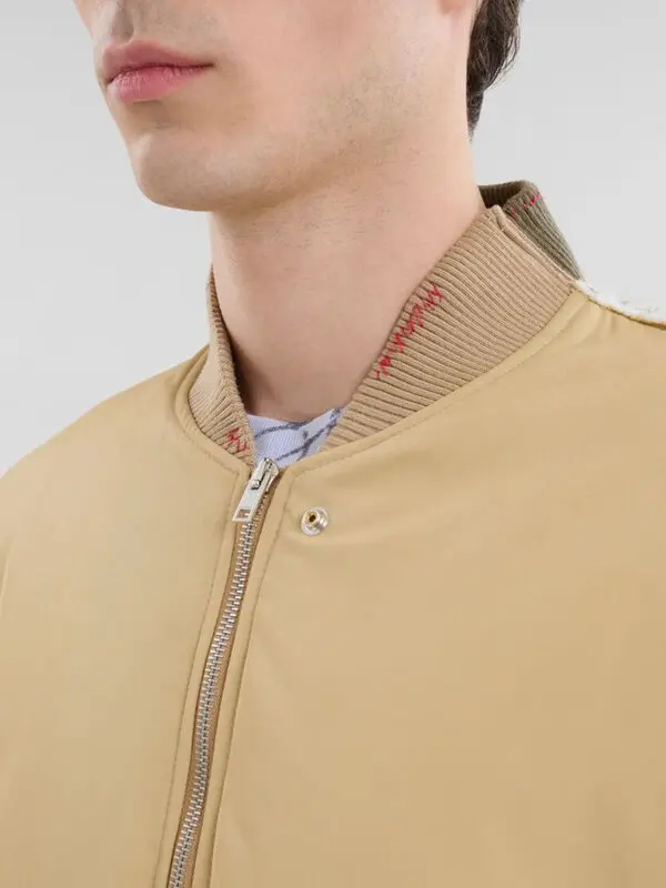Marni Twill Bomber Jacket With Patchwork Design - Beige