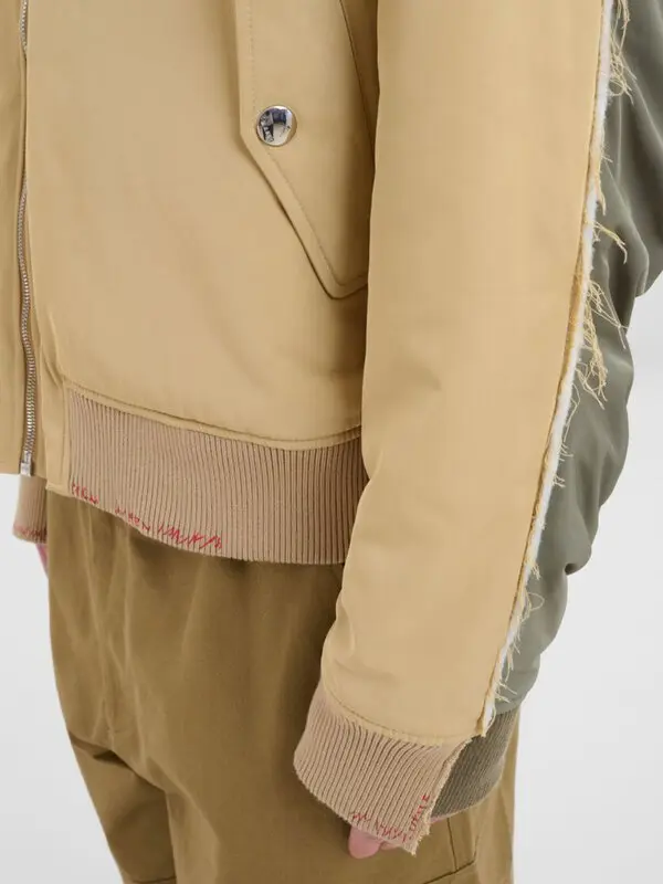 Marni Twill Bomber Jacket With Patchwork Design - Beige