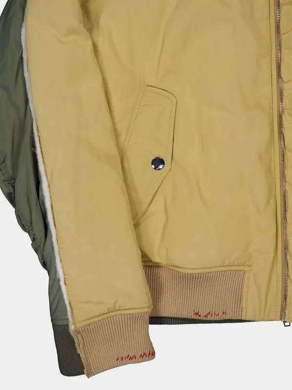Marni Twill Bomber Jacket With Patchwork Design - Beige