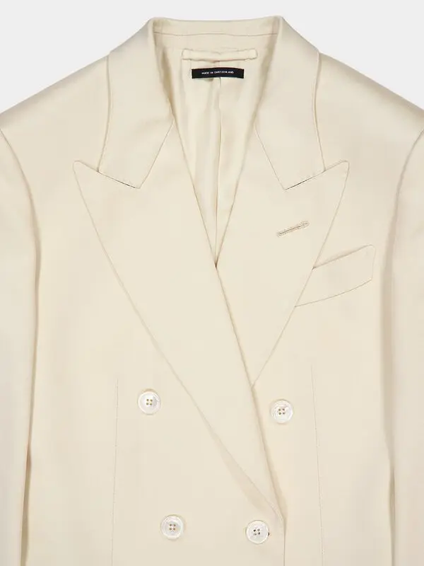 TOM FORD Silk And Wool Double Breasted Jacket - Beige