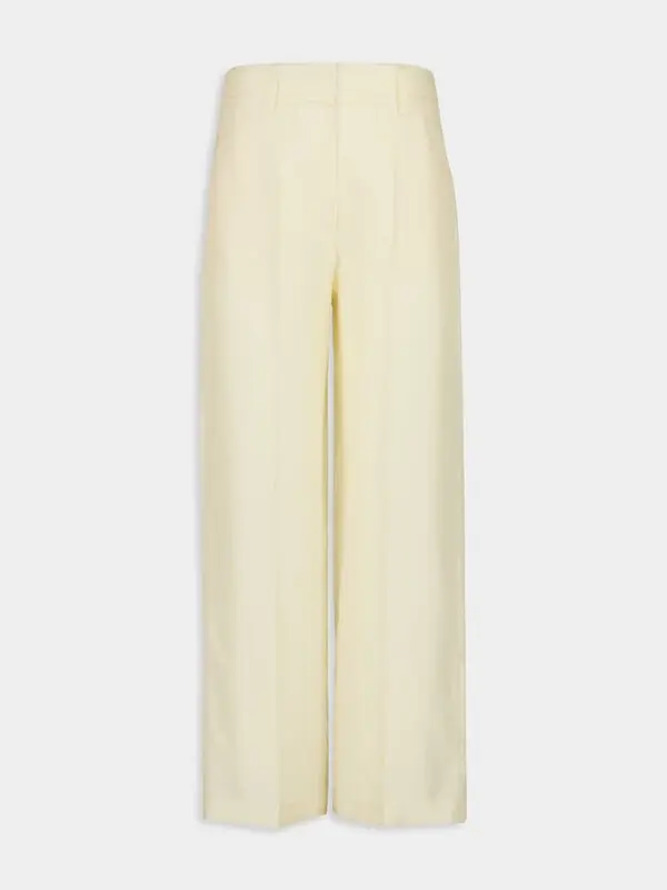 PAULA Sonia Silk Twill Wide Leg Trousers - Cream