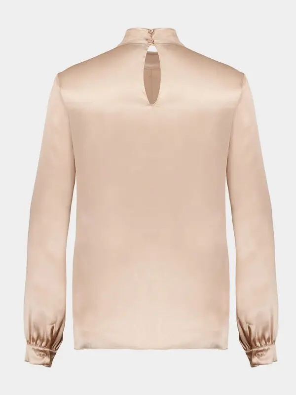 TOM FORD Charmeuse Mock Neck Blouse - Beige